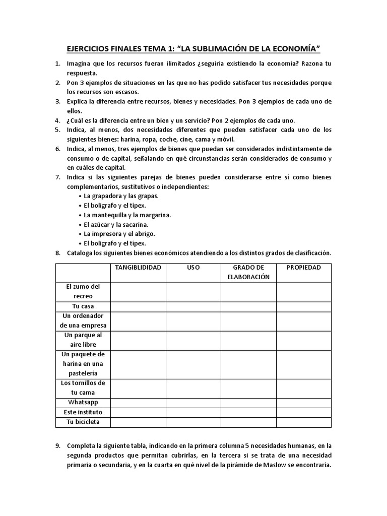 EJERCICIOS Finales TEMA 1 | PDF | Ciencias económicas | Desempleo