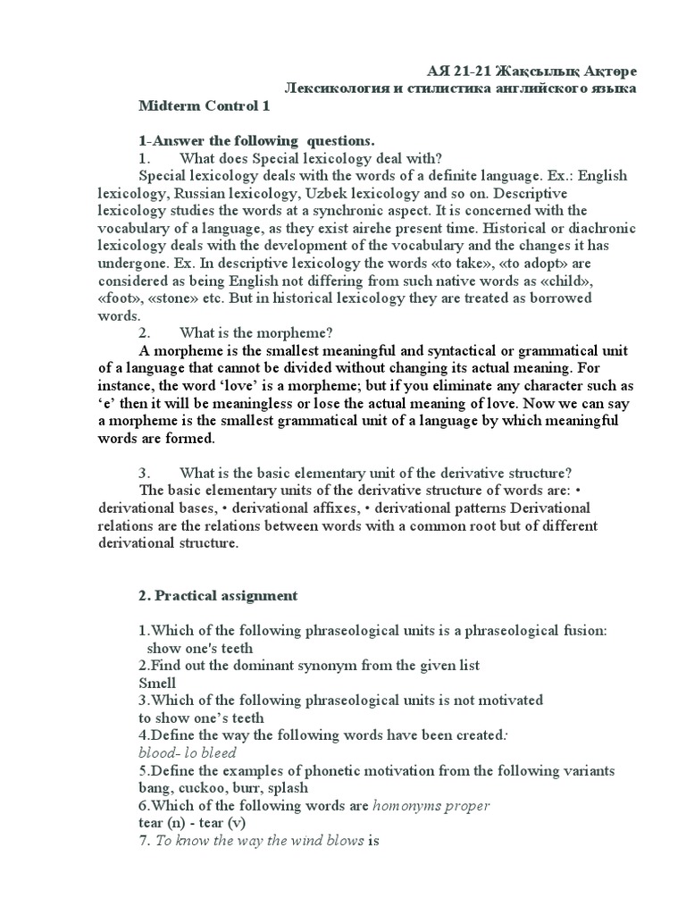 Dominant Synonyms in Lexicology | PDF | Lexicology | Word