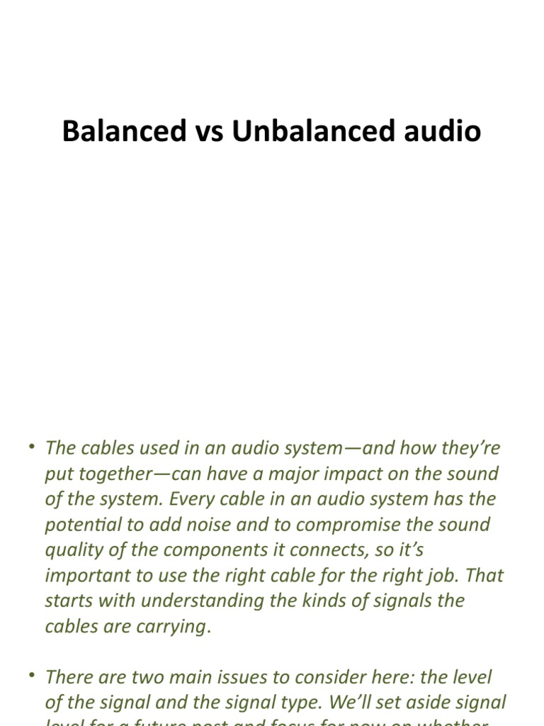 Balanced vs Unbalanced audio (1) | PDF | Electrical Components ...