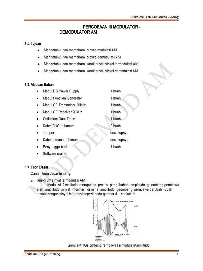 PERCOBAAN III - Modulator Demodulator AM | PDF