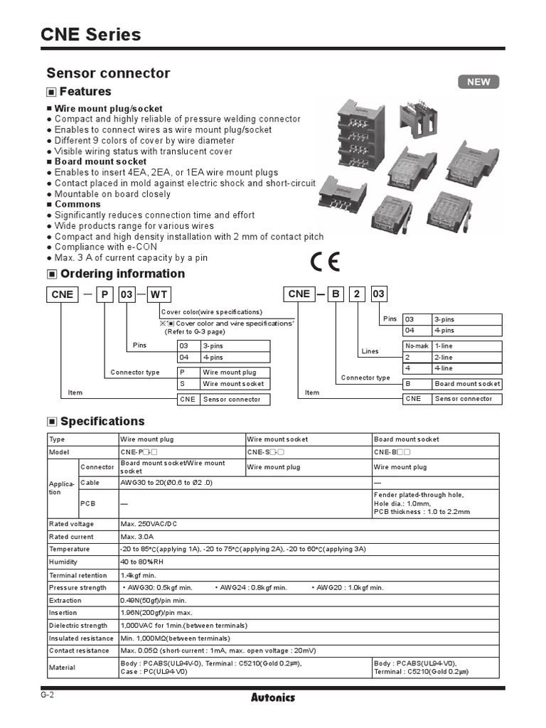 CNE Series Sensor Connector Guide | PDF | Electrical Connector | Electrical Engineering