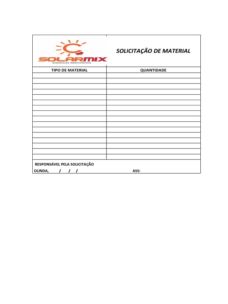 SOLICITAÇÃO DE MATERIAL | PDF