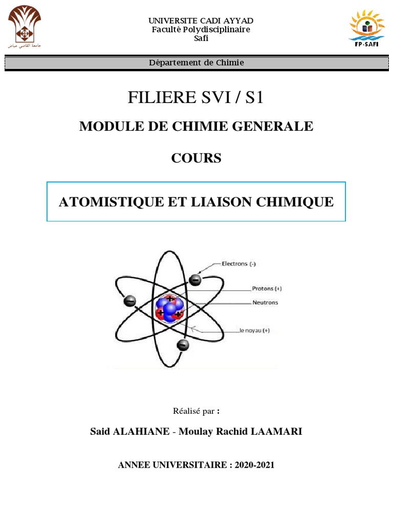 Atomistique Et Liaison Chimique | PDF | Liaison chimique | Atomes