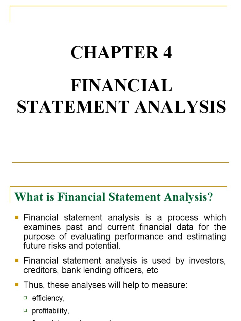 Chapter 4 Financial Statement Analysis | PDF | Financial Statement | Revenue