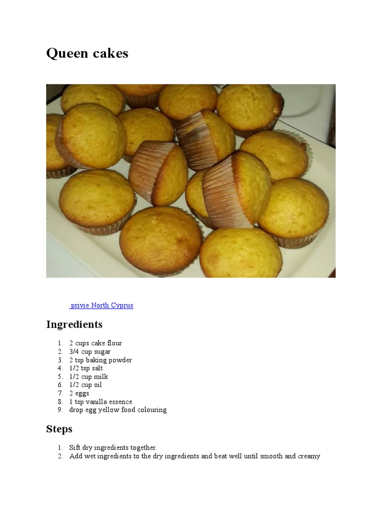 Queen Cakes | PDF | Cooking, Food & Wine | Technology & Engineering