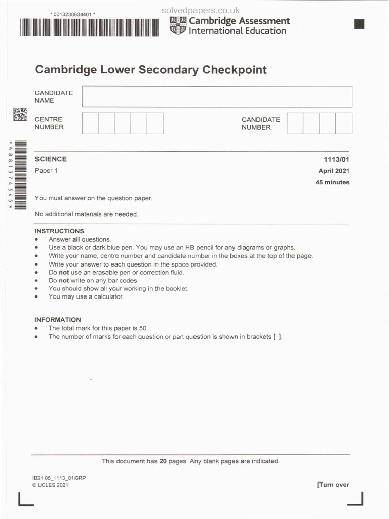 Science P1 April 2021 | PDF