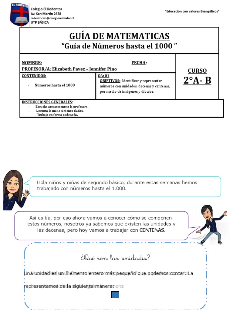 Guía de Números hasta el 1000 | PDF
