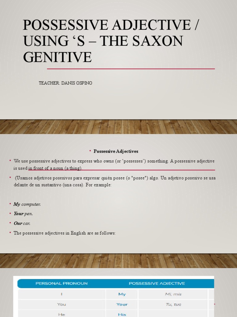 Possessive Adjective, Saxon | Download Free PDF | Adjective | Syntax