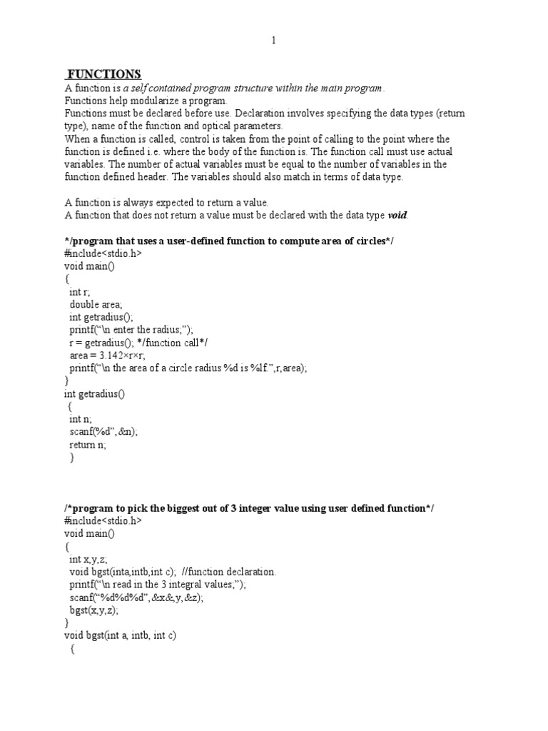 Topic 5 Functions Pdf Subroutine Integer Computer Science