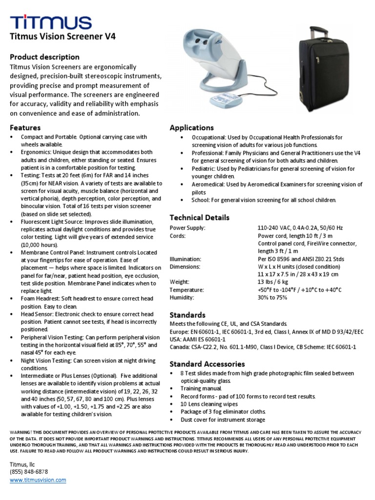 Titmus Vision Screener V4 | PDF | Visual Perception | Vision