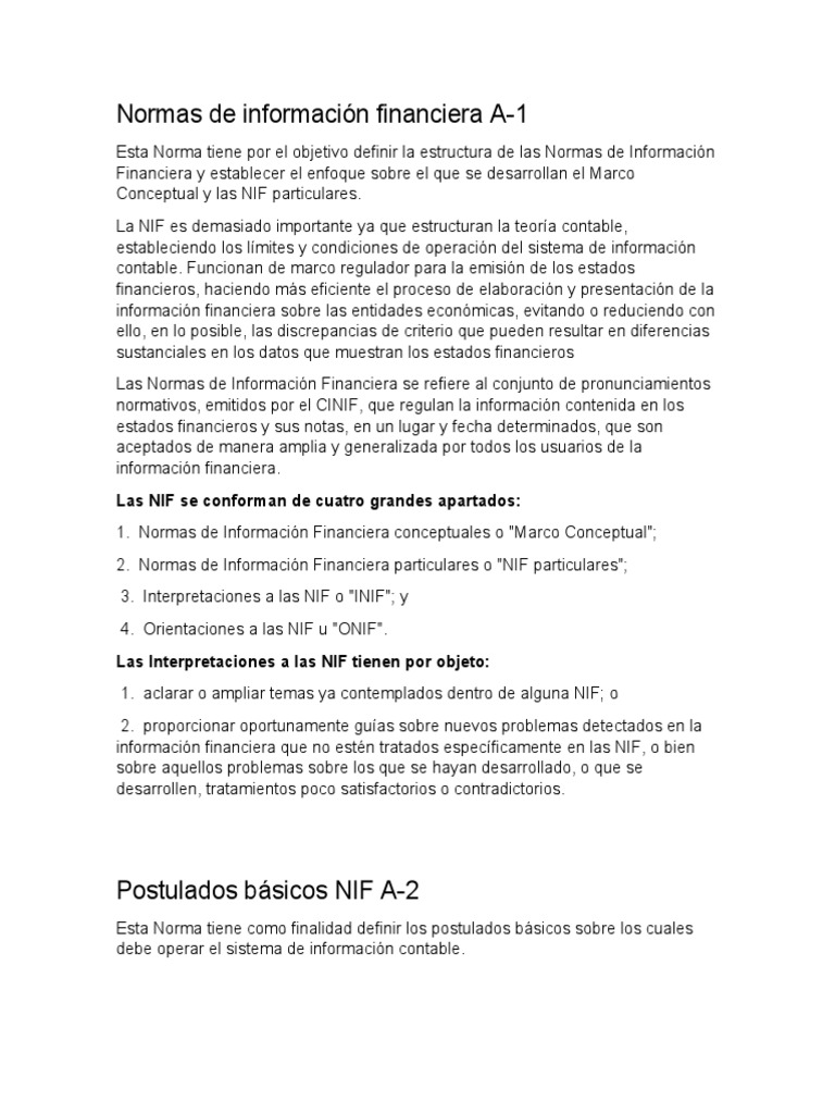 Normas y Postulados NIF A-1, A-2, A-4 | PDF | Estado financiero | Contabilidad
