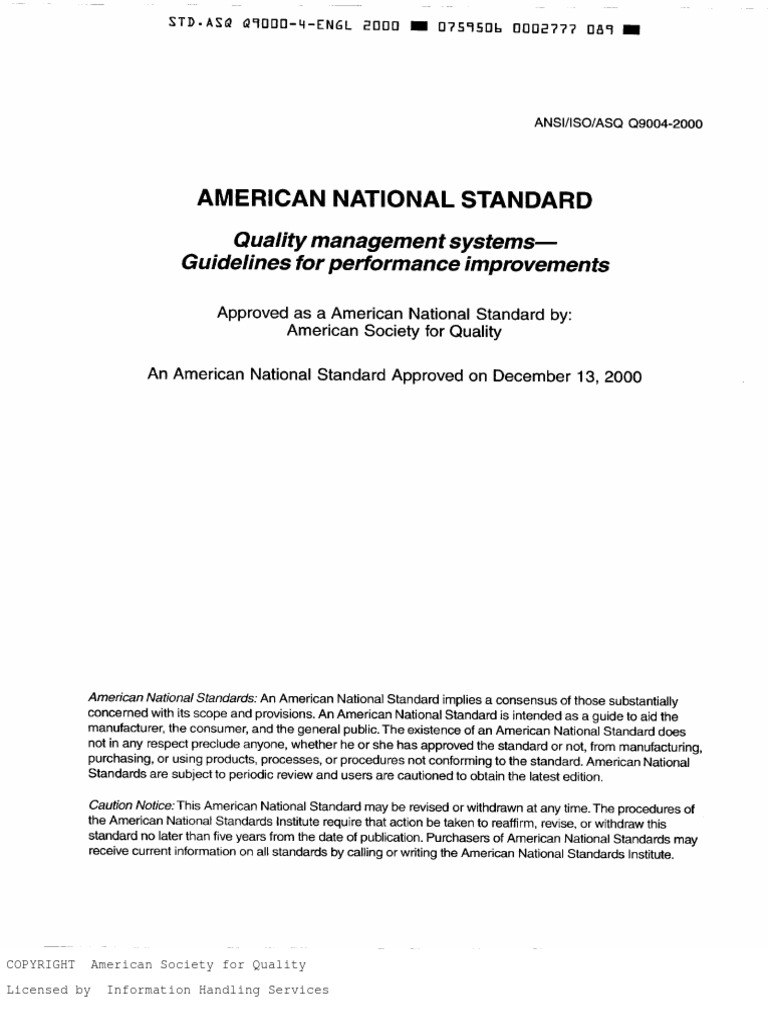 Ansi Iso Asq q9004 2000 | Download Free PDF | Copyright Law | Law