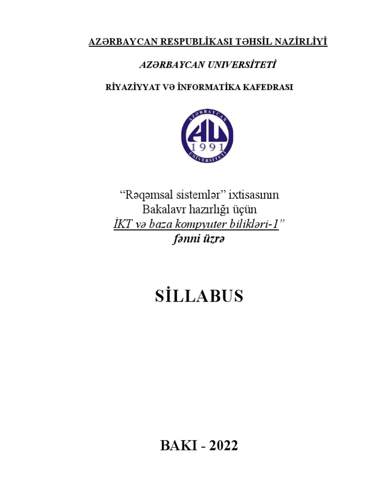Rəqəmsal Sistemlər Sillabus PDF | PDF