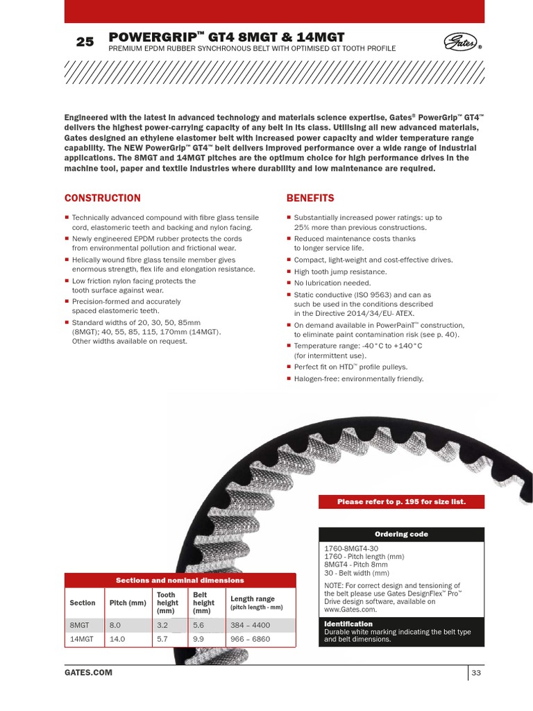 Gates PT | PDF | Belt (Mechanical) | Materials