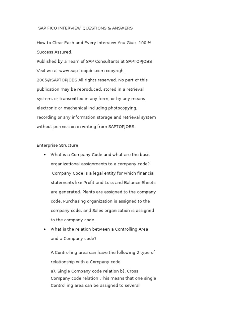 Sagar Sap Fico Interview Questions | PDF