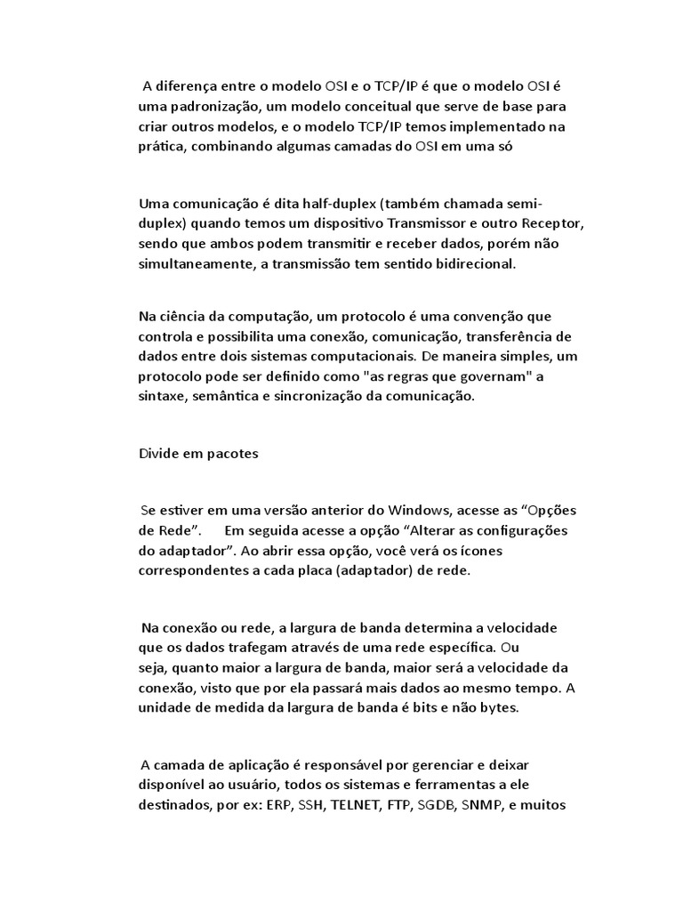 A Diferença Entre o Modelo OSI e o TCP | PDF | Rede de computadores ... A Diferença Entre o Modelo OSI e o TCP | PDF | Rede de computadores ...