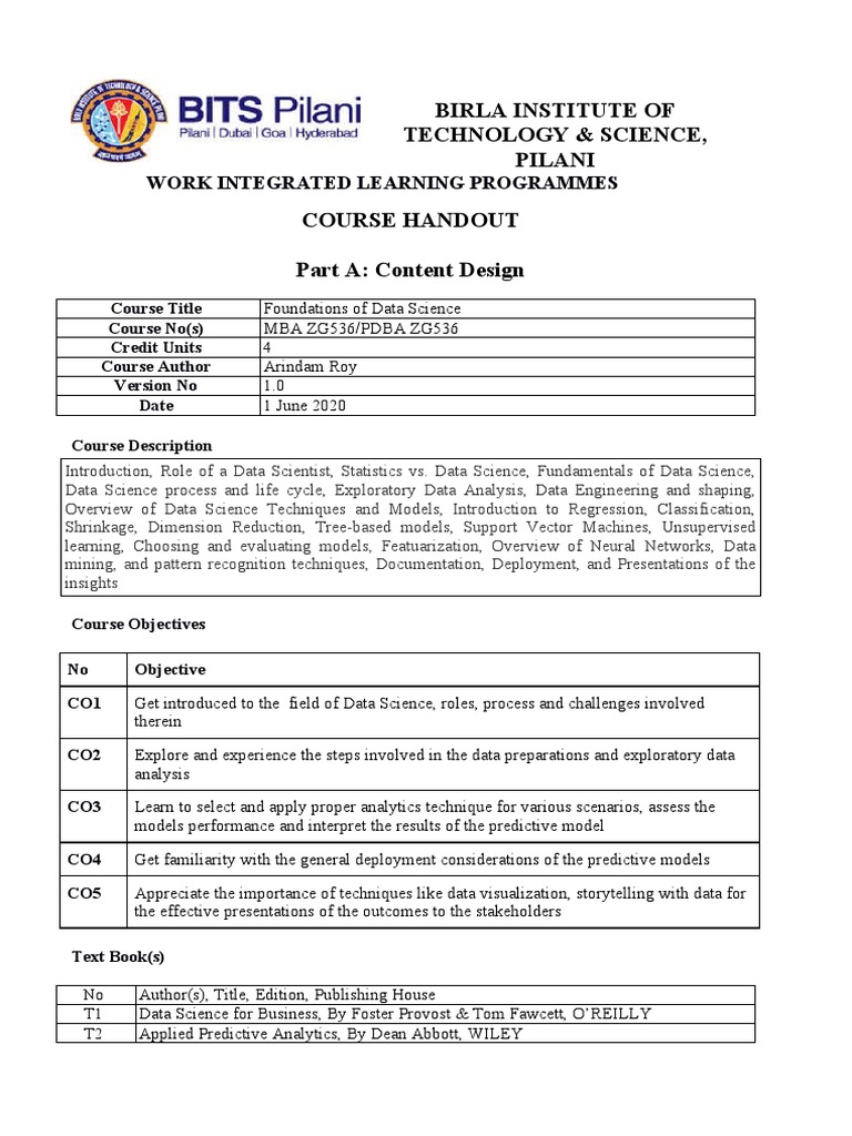 Mba ZG536 Course Handout | PDF | Statistical Classification | Cluster Analysis