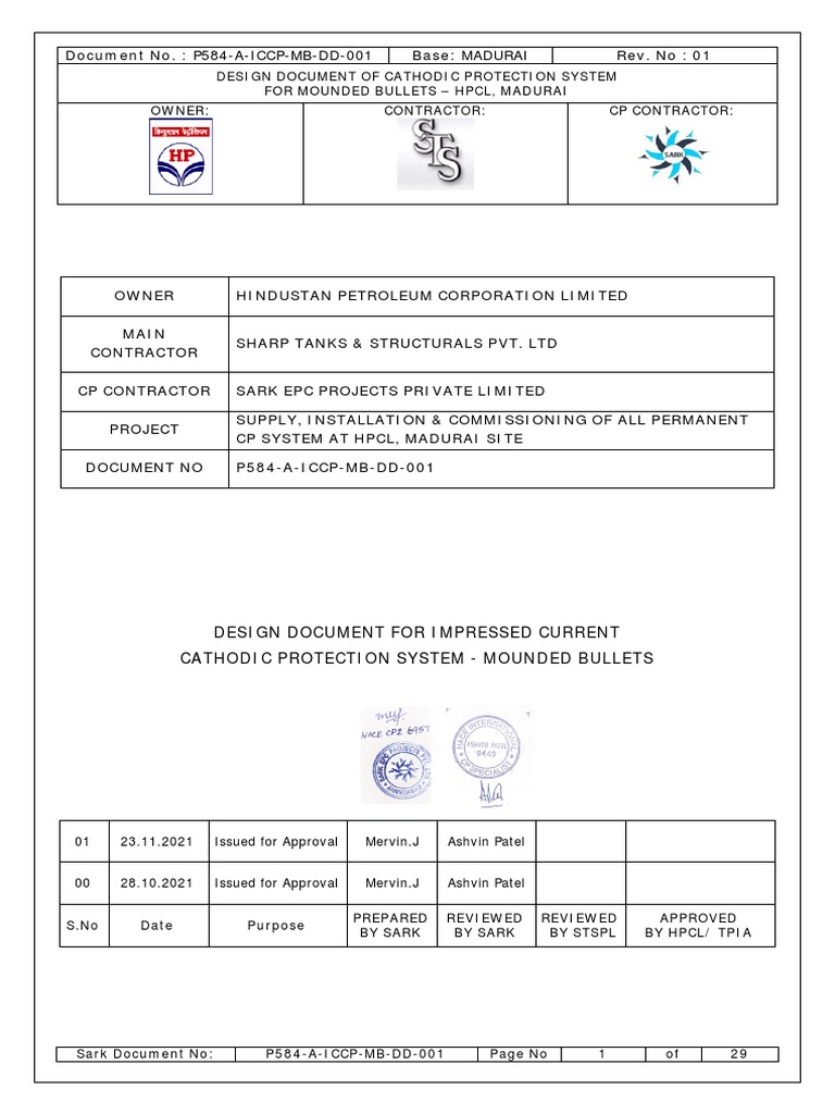 ICCP System Design for Mounded Bullets | PDF | Corrosion | Electromagnetism