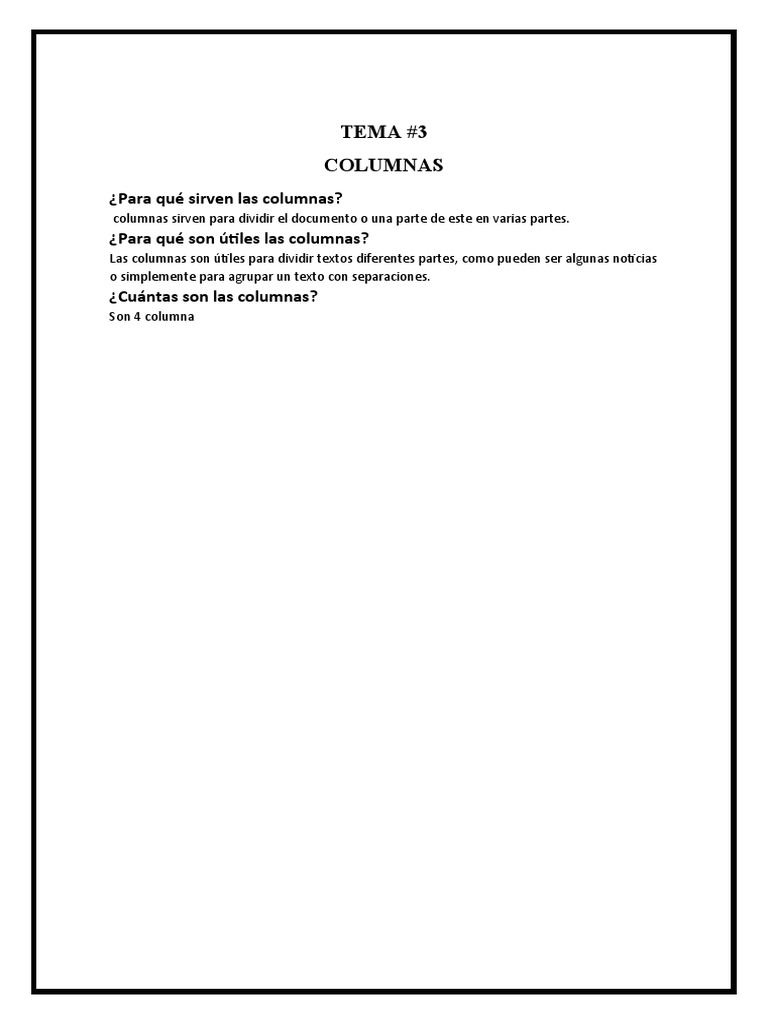 Tema #3 Columnas: ¿Para Qué Sirven Las Columnas? ¿Para Qué Son Útiles Las Columnas? ¿Cuántas Son ...