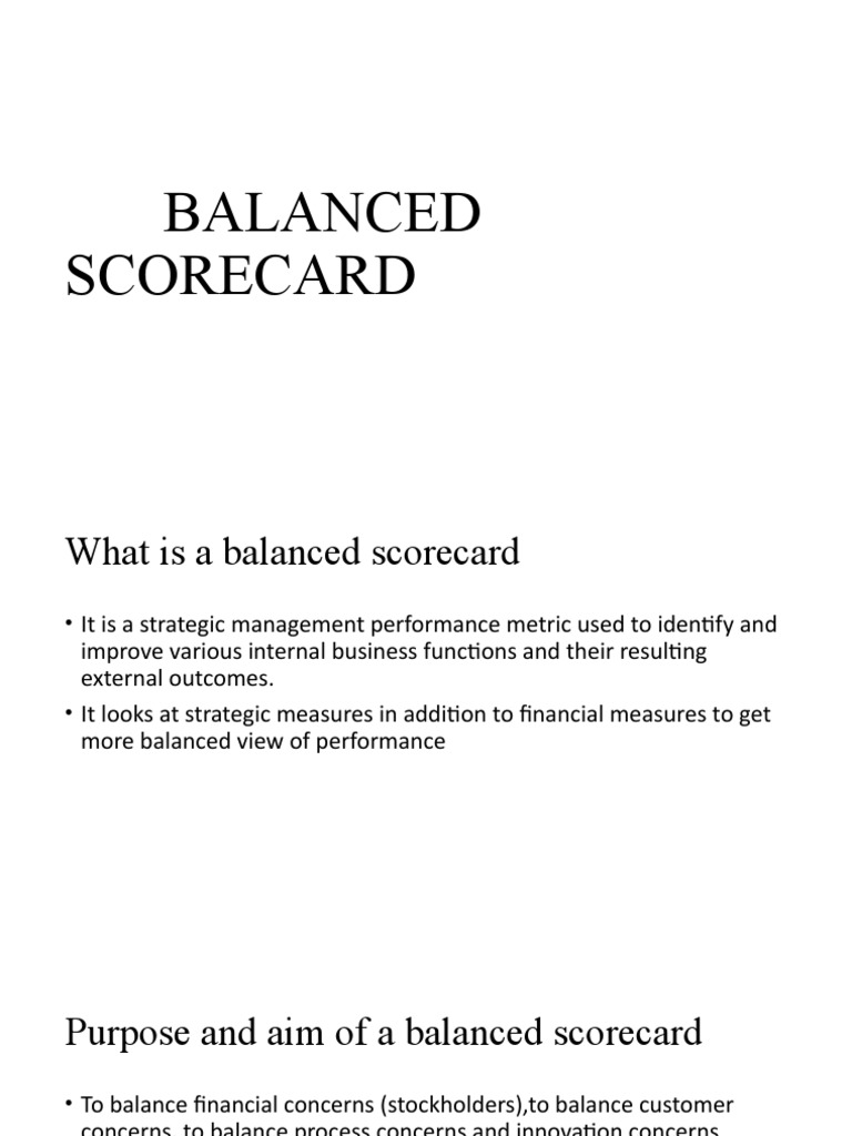 Balanced Scorecard | PDF