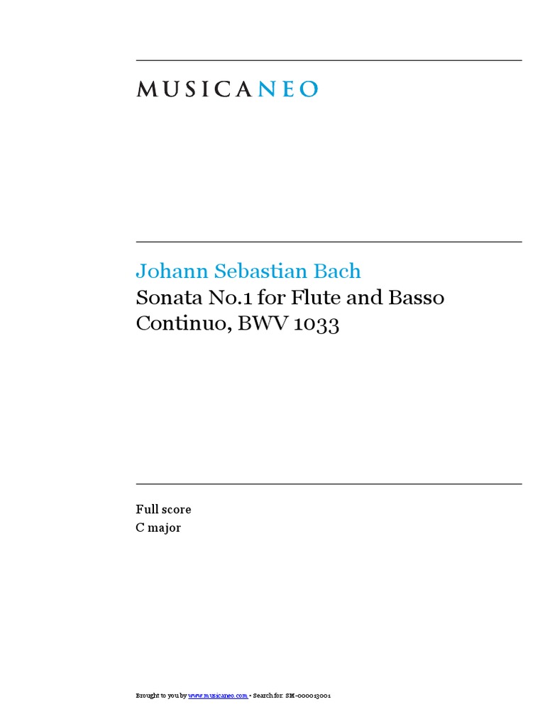 Johann Sebastian Bach: Sonata No.1 For Flute and Basso Continuo, BWV ...