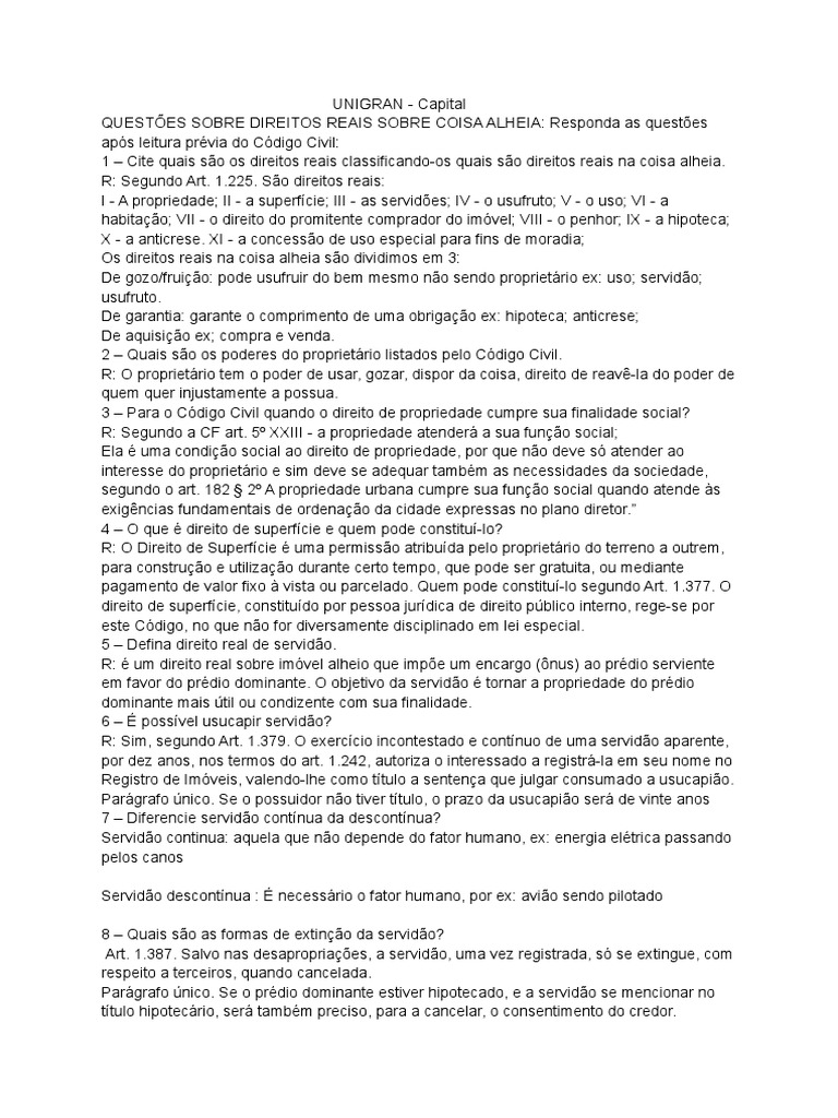 Servidão | PDF | Lei de Propriedade | Propriedade