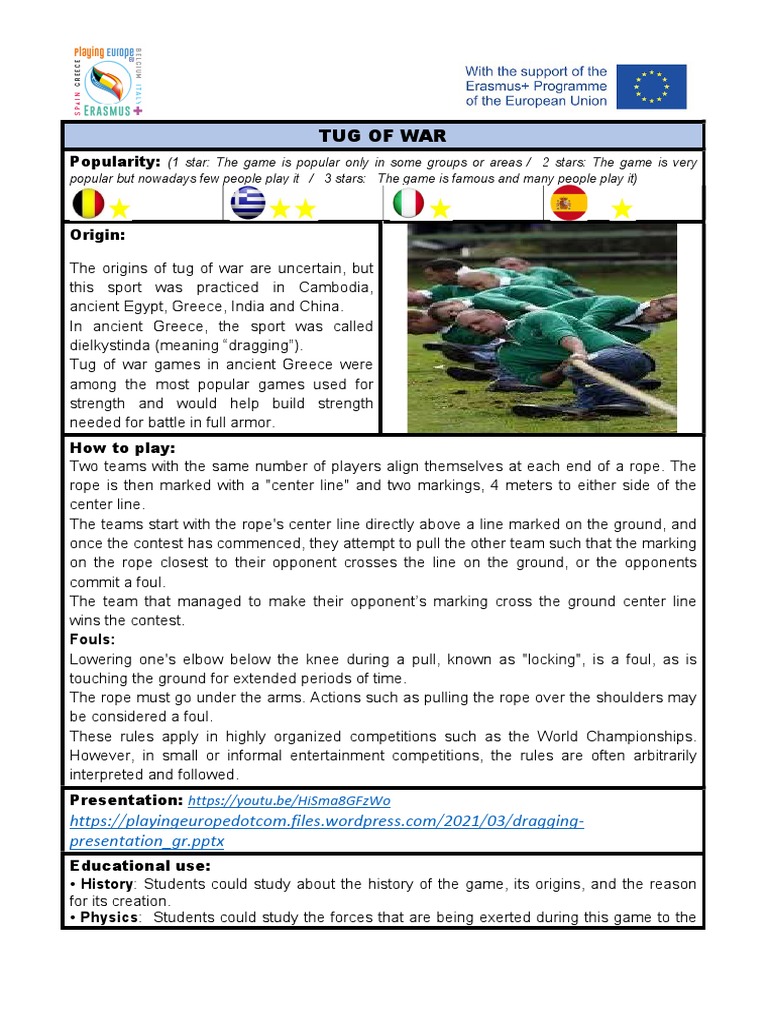 Tug of War: History, Rules, and Play | PDF