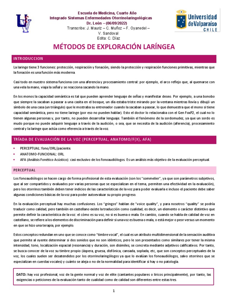 Métodos de Exploración Laríngea | PDF | Endoscopia | Frecuencia