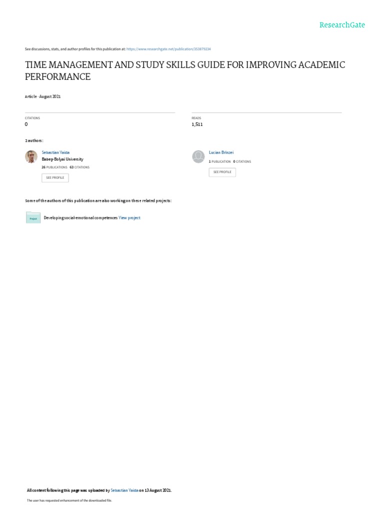 Time Management & Study Skills Guide | PDF | Memory | Study Skills