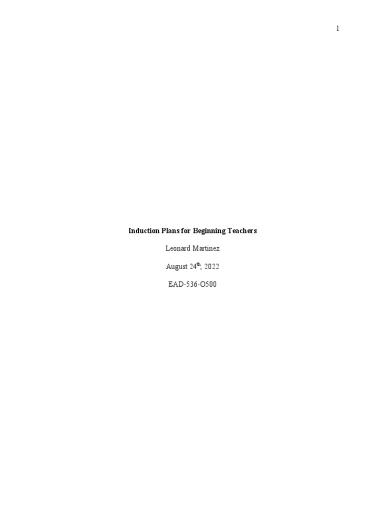 Induction Plans For Beginning Teachers | PDF | Mentorship | Teachers