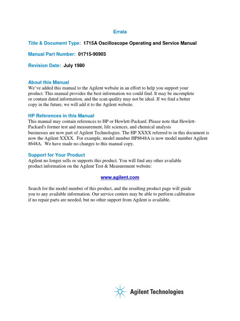 Errata Title & Document Type: Manual Part Number: Revision Date | PDF