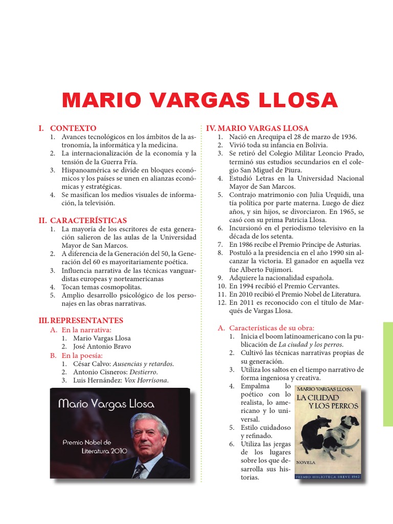 Mario Vargas Llosa para Secundaria | PDF | Novelas
