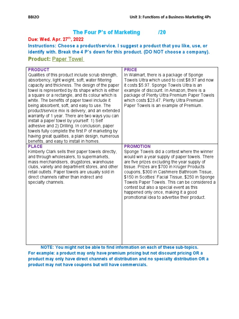 4P's Assignment | PDF | Pricing | Microeconomics