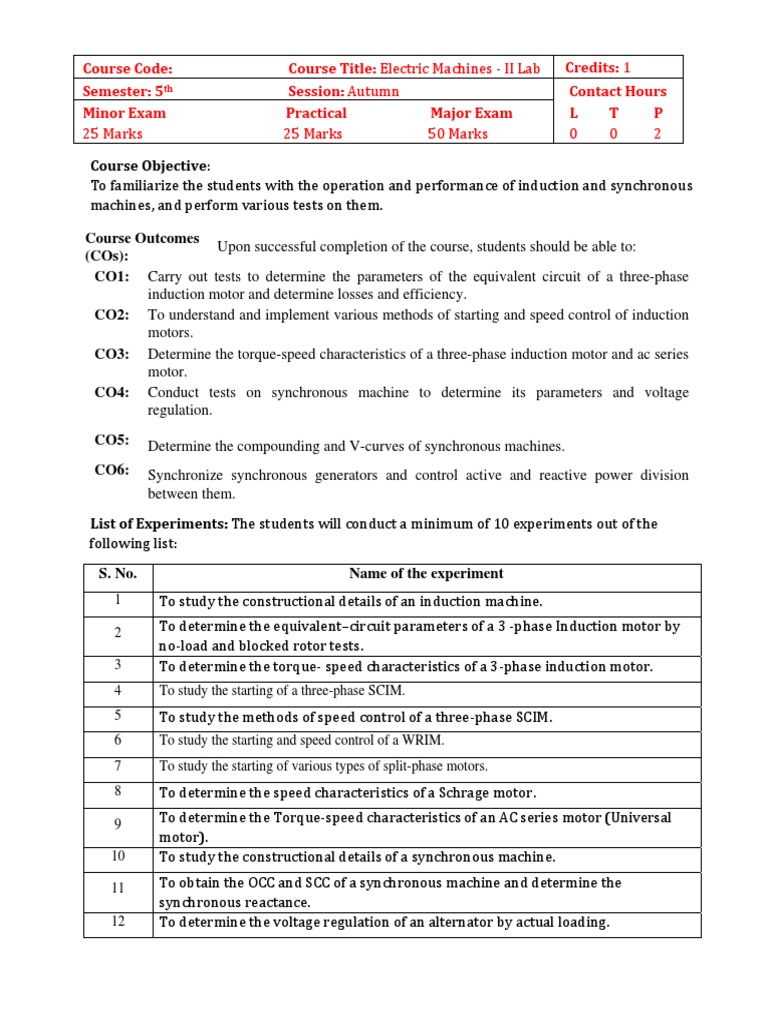 Electric Machines Lab II | PDF | Electric Motor | Physical Quantities