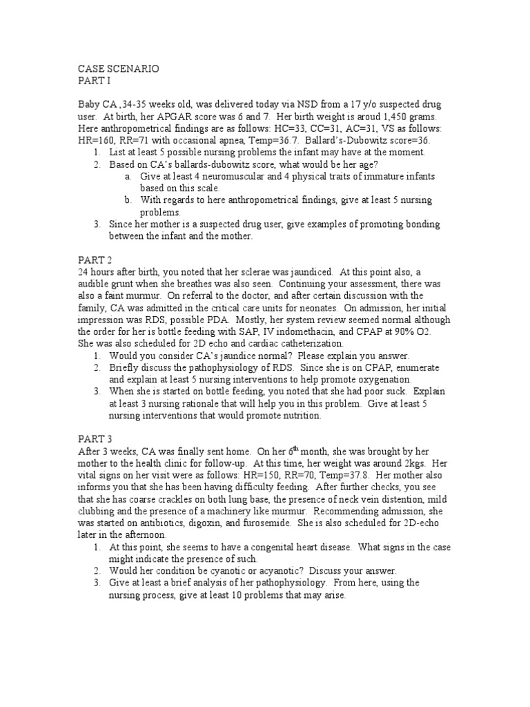 Case Scenario | PDF | Infants | Clinical Medicine