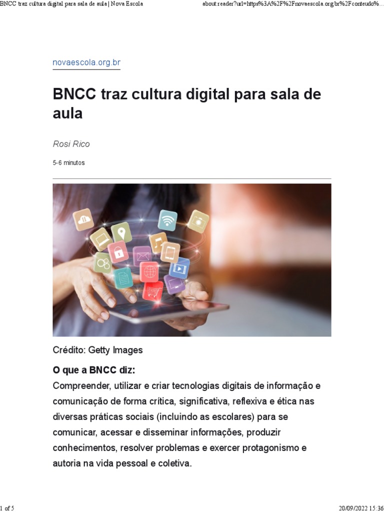 BNCC Traz Cultura Digital para Sala de Aula Nova Escola | PDF ...