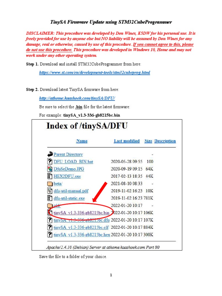 TinySA Firmware Update Using STM32CubeProgrammer | PDF | Computer File | Usb