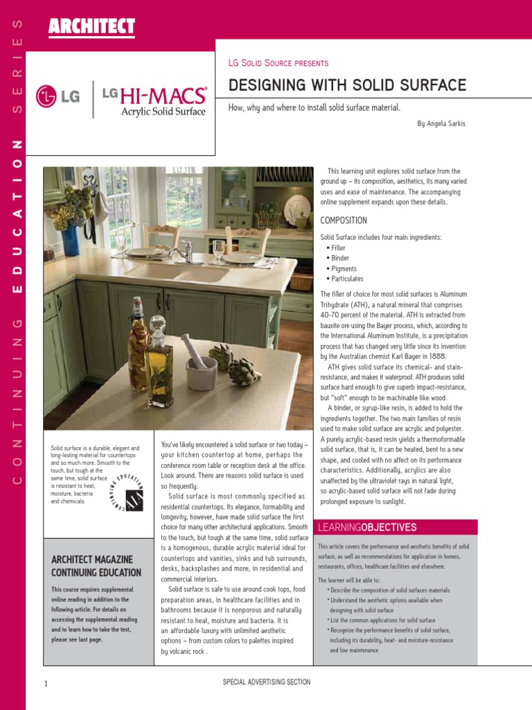 Designing With Solid Surface | PDF | Countertop | Building Engineering