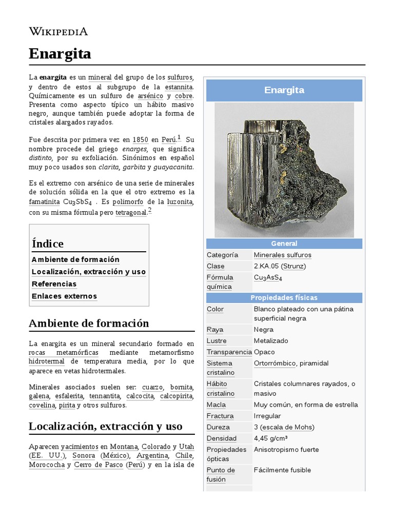 Enargita | PDF | Química | Minerales