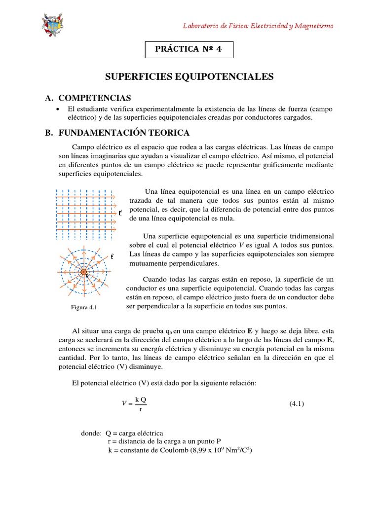 Practica 4 SUPERFICIES EQUIPOTENCIALES | PDF | Campo eléctrico | Electricidad
