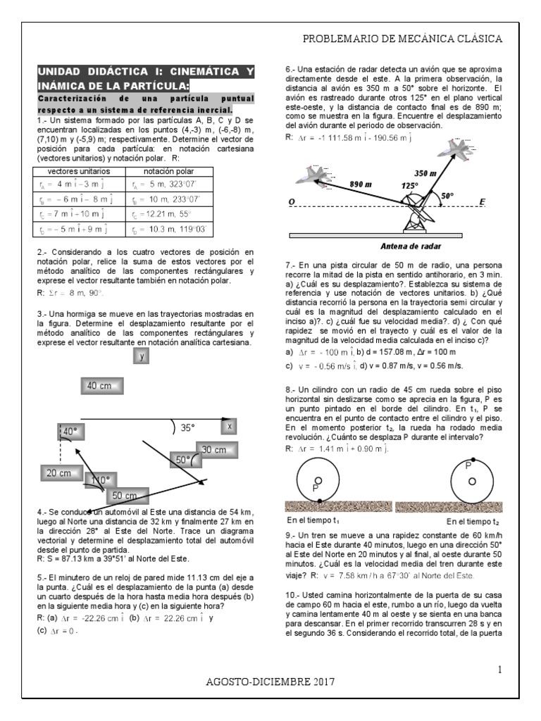 Problemario MC 17 Agosto | PDF | Velocidad | Vector Euclidiano