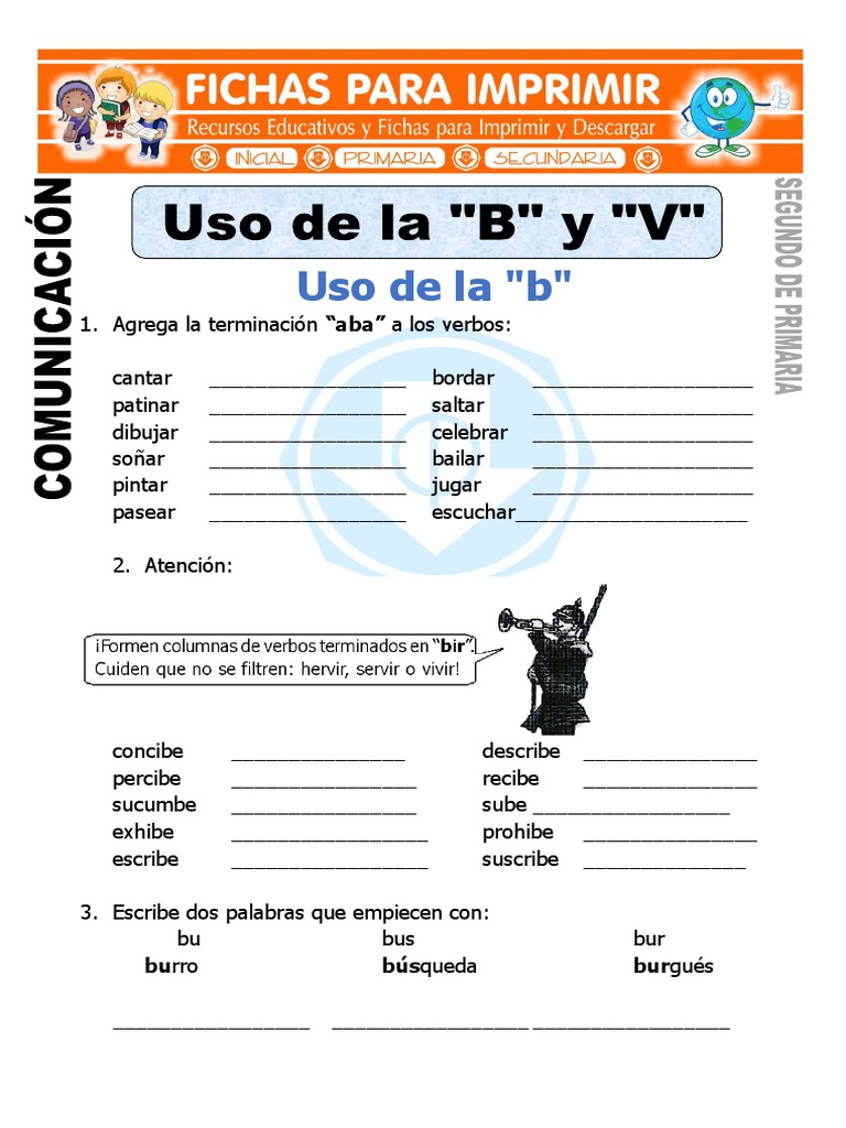 Ficha de Uso de La B y V para Segundo de Primaria | PDF