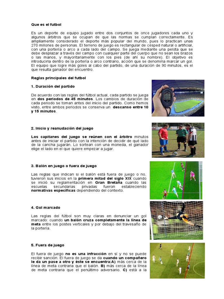 Reglas Principales Del Futbol | Descargar gratis PDF | Asociación de ...