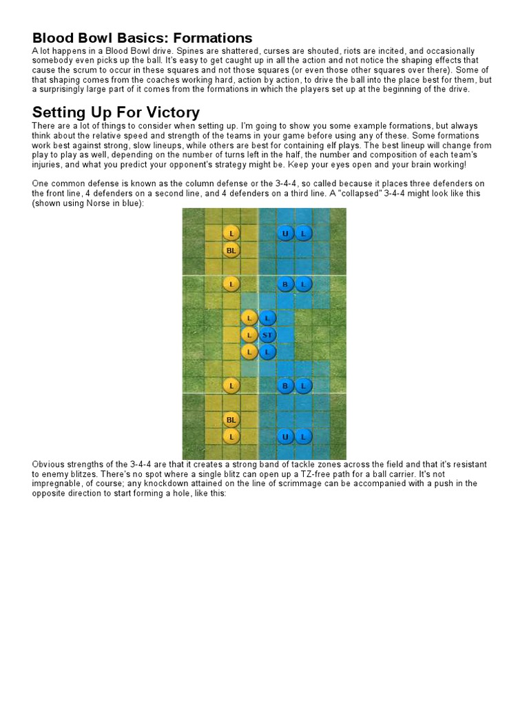 Blood Bowl Defensive Formations I | PDF | Gridiron Football | American ...