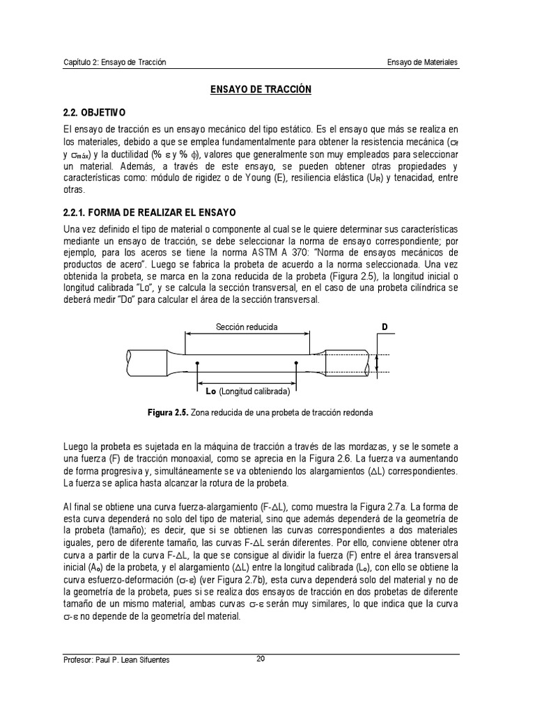 Tema 2.2. - Ensayo de Tracción | PDF | Resistencia a la tracción | Mecánica de Medios Continuos