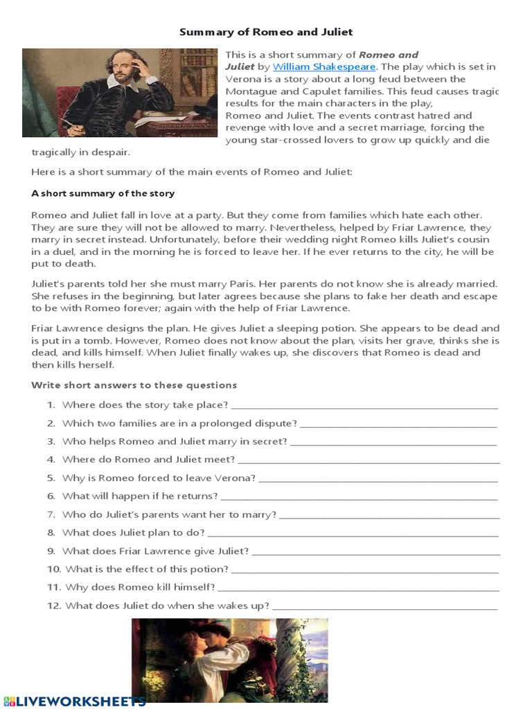 R&J Summary: Star-crossed Lovers' Tragic End | PDF | Romeo And Juliet ...