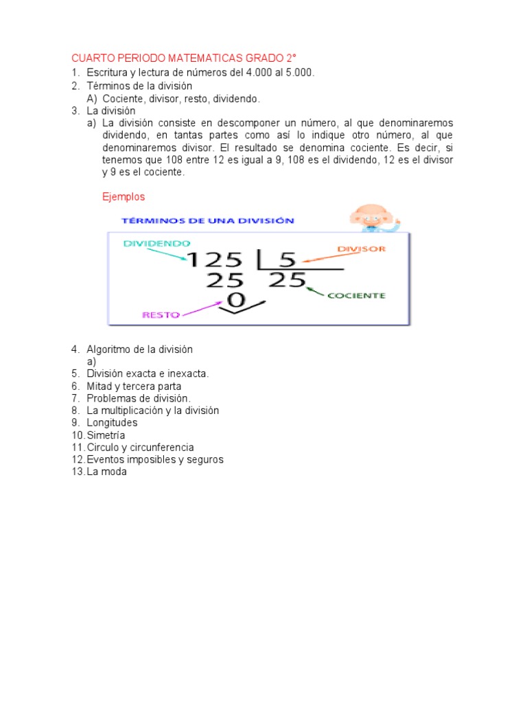Cuarto Periodo Matematicas Grado 2 | PDF | Finanzas y dinero | Métodos ...