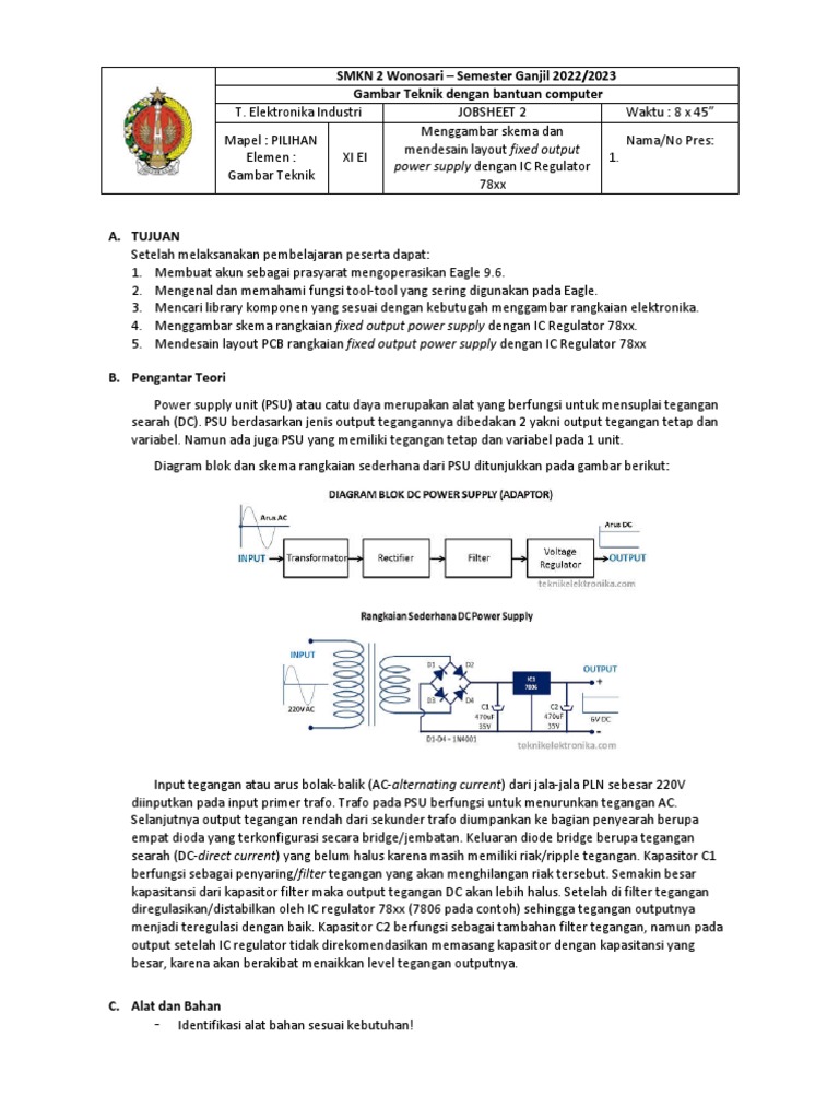 Laporan Desain PCB PSU 7805 | PDF