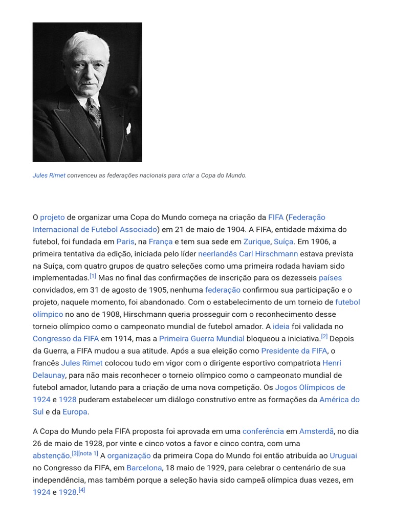 História Da Copa Do Mundo FIFA - Wikipédia, A Enciclopédia Livre | PDF ...