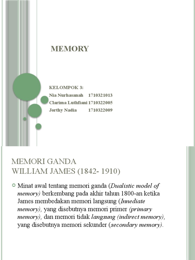 Memori Primer dan Sekunder Menurut James | PDF